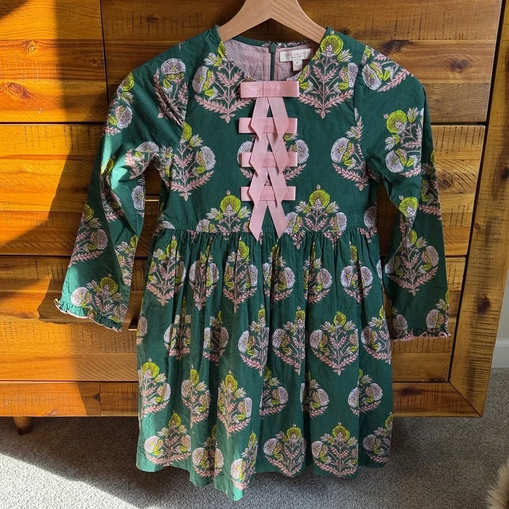 Pink Chicken | Dresses | Pink Chicken Charming Green Floral Kids Dress ...